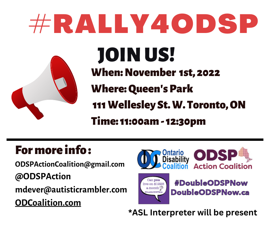 Join us to Rally4ODSP – End Disability Poverty – @ODCoalition